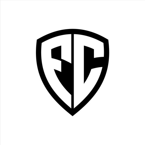Fc letter bold monogram triangle curve shield Vector Image
