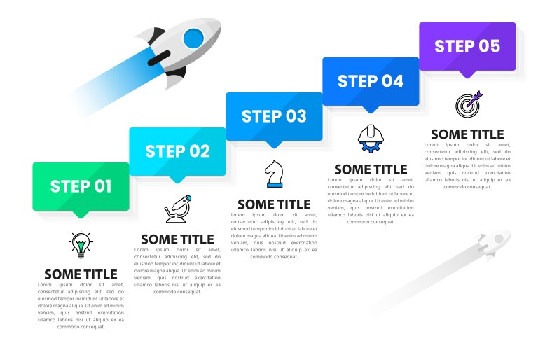 Infographic template vertical staircase with 5 Vector Image