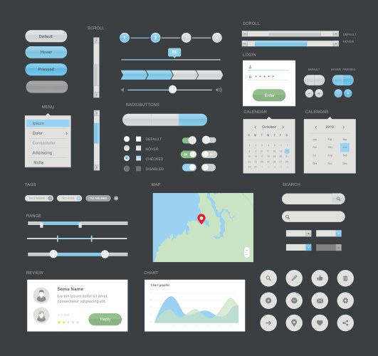 Game menu interface windows cartoon options set Vector Image