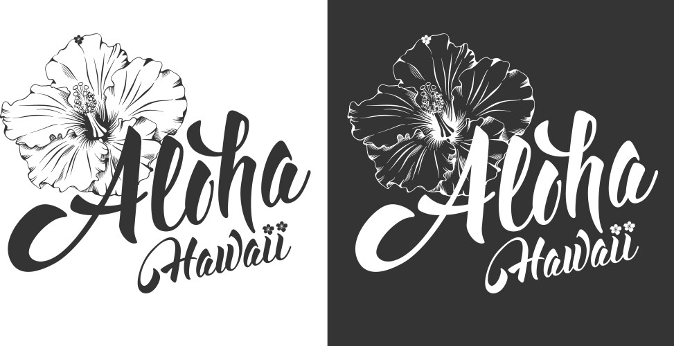 Aloha hawaii lettering and tropical plants Vector Image