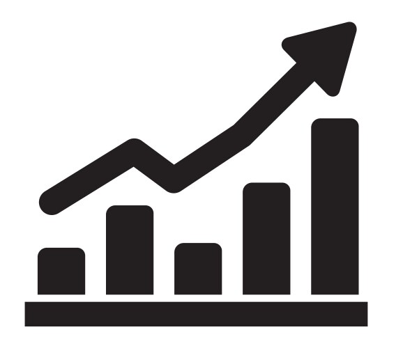 Growth graph icon on white background Royalty Free Vector
