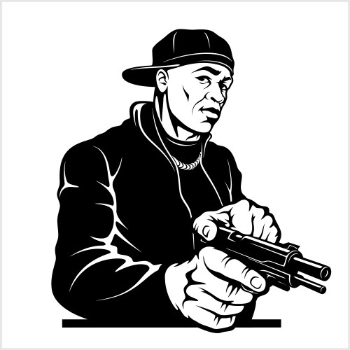 Man with a baseball bat thug - ghetto warrior Vector Image