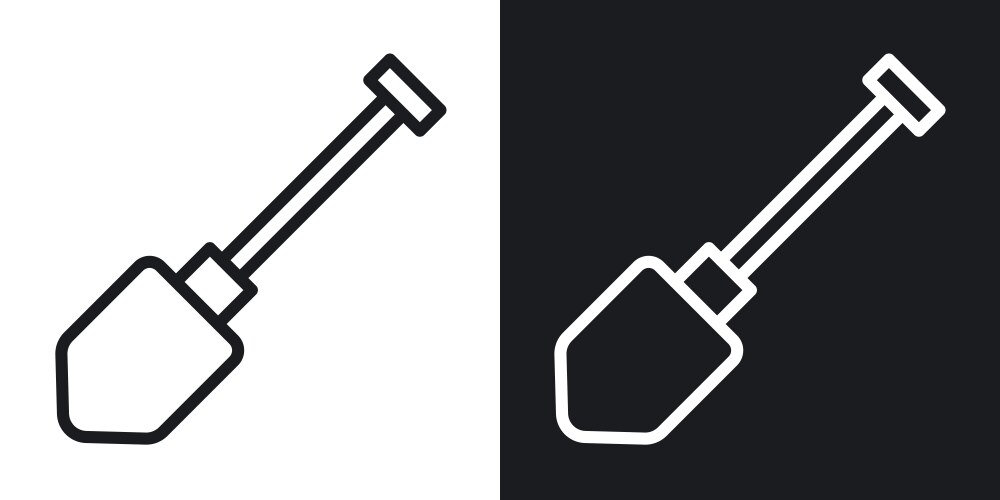 Shovel icon set spade dig soil symbol in a black Vector Image