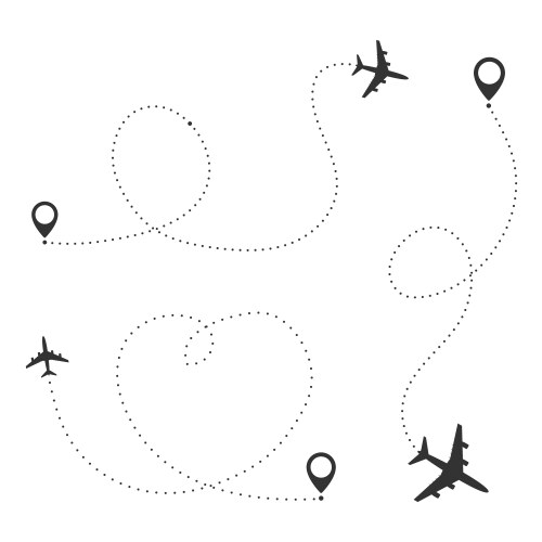 Airplane Line Path Travel Icon Set Royalty Free Vector Image