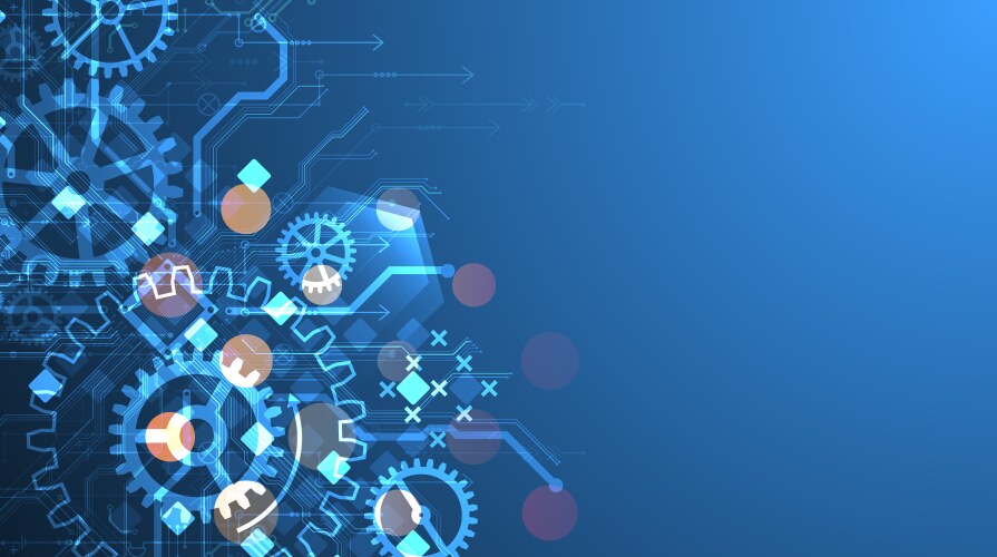 Gear wheel technology pattern on gradient Vector Image