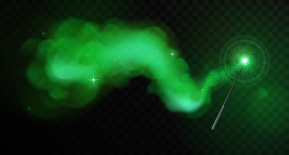 Magic wand with green glowing shiny trail Vector Image