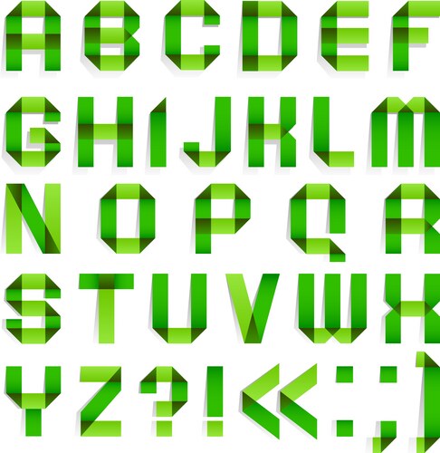 Green grass alphabet with letters and numbers Vector Image
