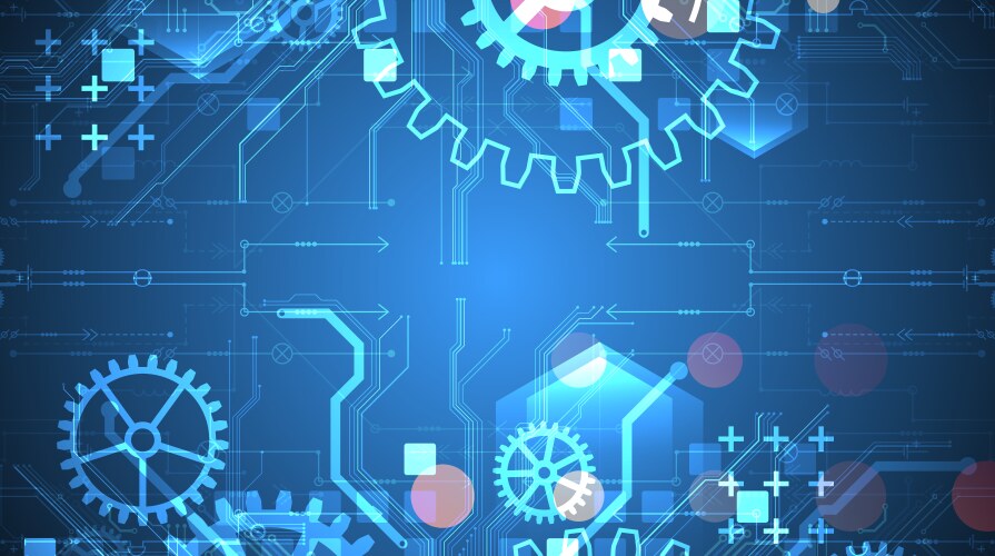 Gear wheel technology pattern on gradient Vector Image