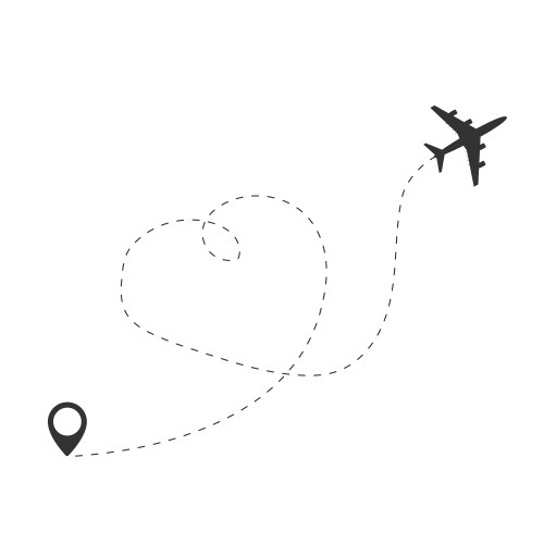 Airplane flight route line path and destination Vector Image