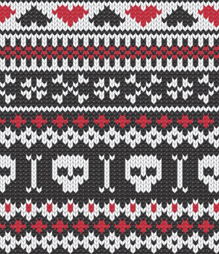 Knitted pattern with fish skeleton Royalty Free Vector Image