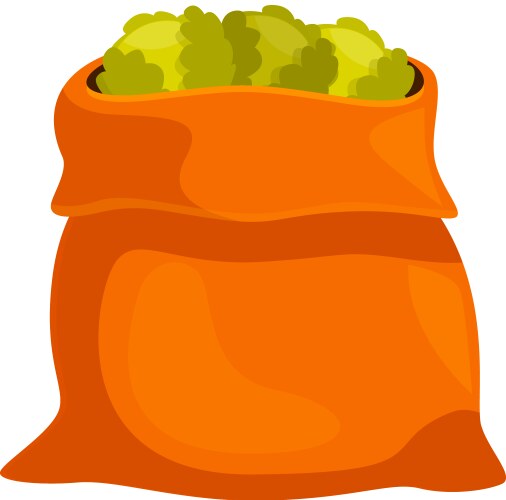 Cartoon orange sack overflowing with ripe green Vector Image