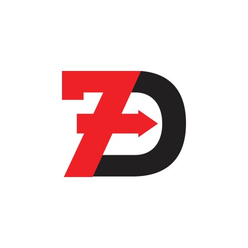 Number 7 arrow geometric logo Royalty Free Vector Image