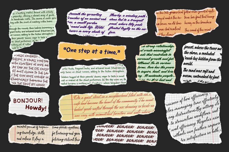 Ripped paper strips with handwritten text Vector Image