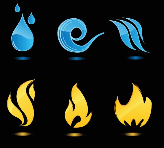 Water elements icons Royalty Free Vector Image