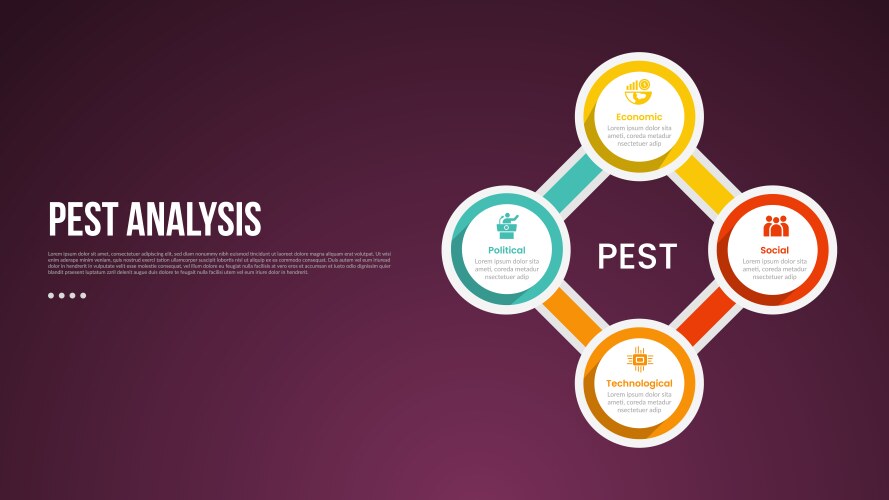 Pest analysis infographic template with dark Vector Image