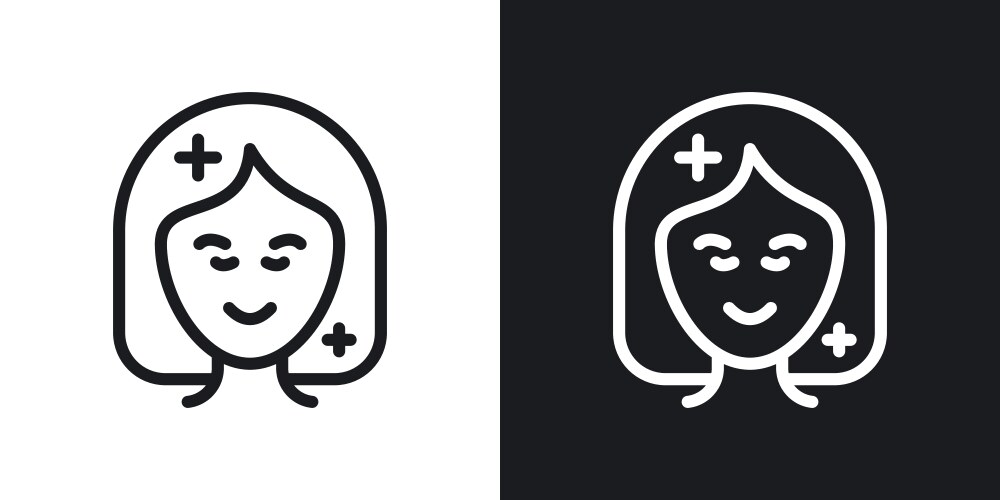 Skincare icon set face glow symbol beautiful Vector Image