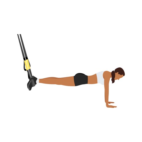 Woman doing trx pull ups exercise flat Royalty Free Vector