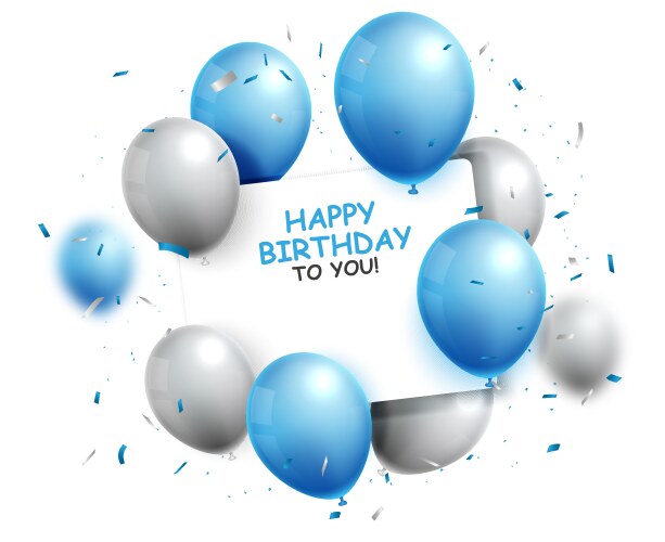 Balloon with confetti and birthday bunting flags Vector Image