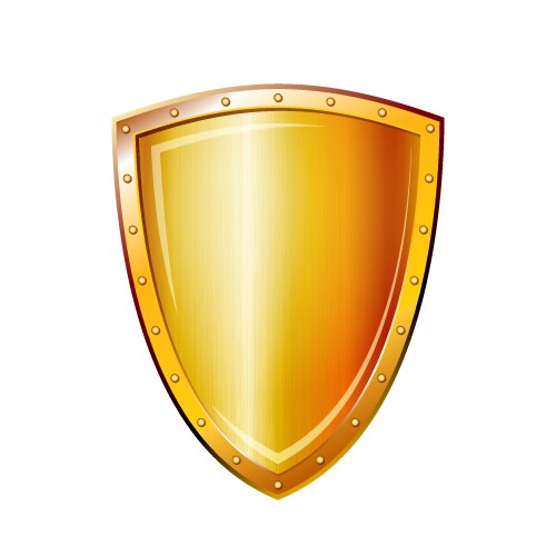 Gold shield shape icon 3d golden emblem sign Vector Image