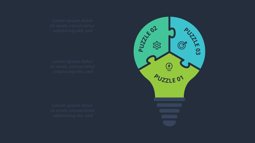 Puzzle infographic with 3 elements presentations Vector Image