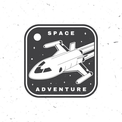 Space badge with moon and crater texture in view Vector Image