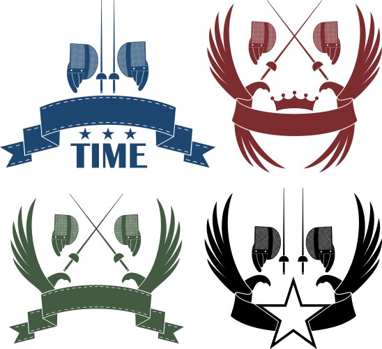 Set of fencing club emblems templates rapira Vector Image