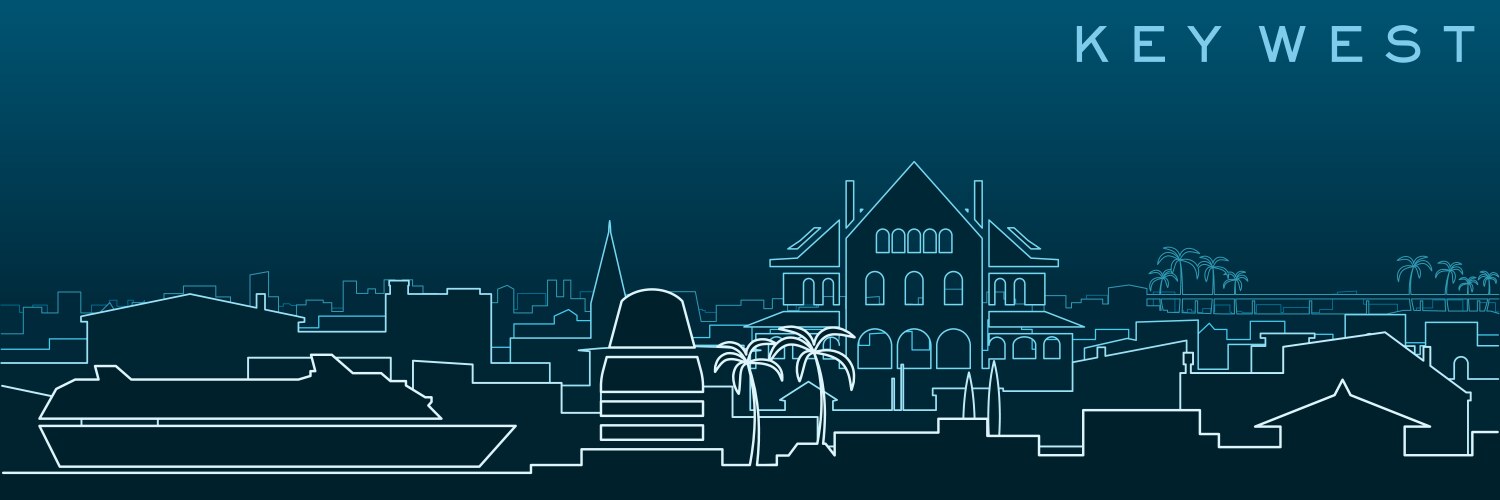 Key west single line skyline profile banner Vector Image
