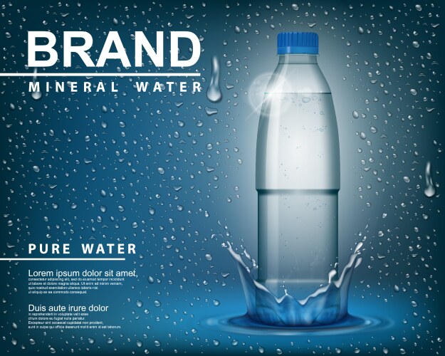 Pure sparkling water ad plastic bottle Royalty Free Vector
