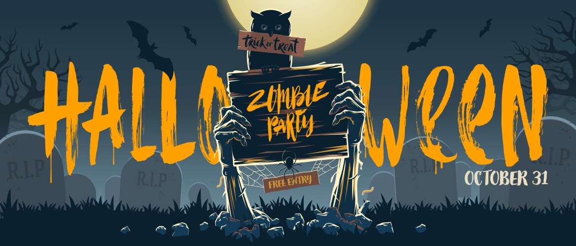Halloween invitation to zombie party Royalty Free Vector