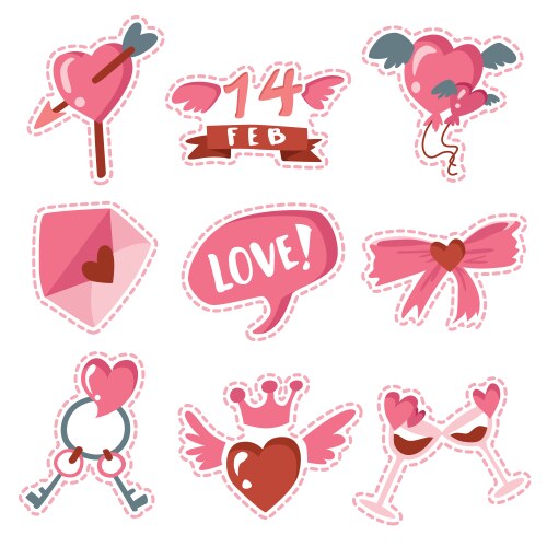 Valentines day scrapbook bird with red heart Vector Image