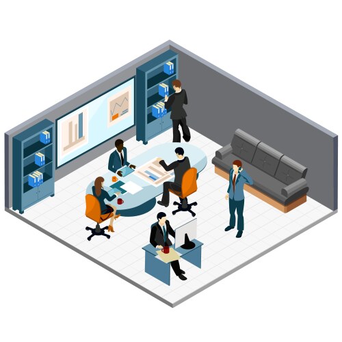 Isometric support service office concept Vector Image