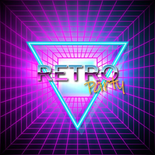 Neon Disco Poster - 80s Retro Style Royalty Free Vector
