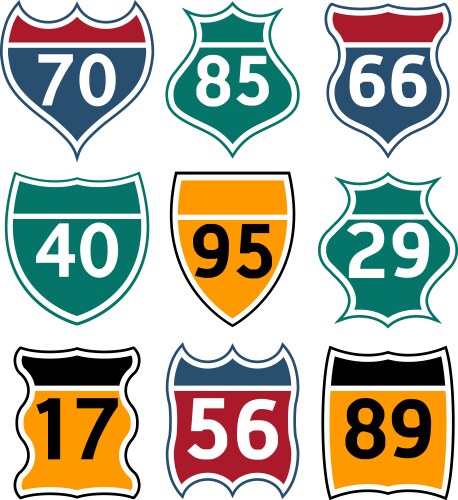 Interstate signs Royalty Free Vector Image - VectorStock