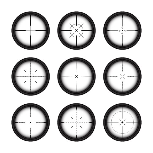 Sniper scopes sharpshooter gun optical scope Vector Image