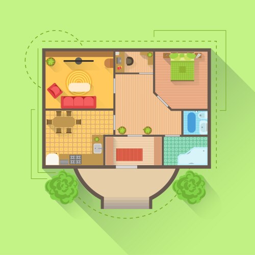 Flat design home interior side view Royalty Free Vector
