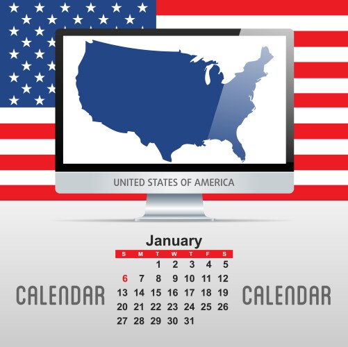 Calendar with map of countries Royalty Free Vector Image