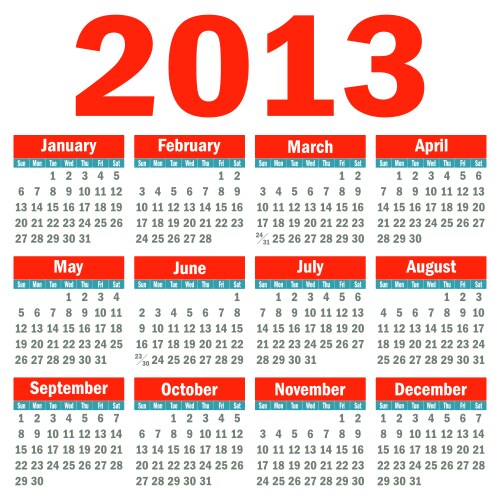 Calendar icon with number 1-31 pixel perfect Vector Image