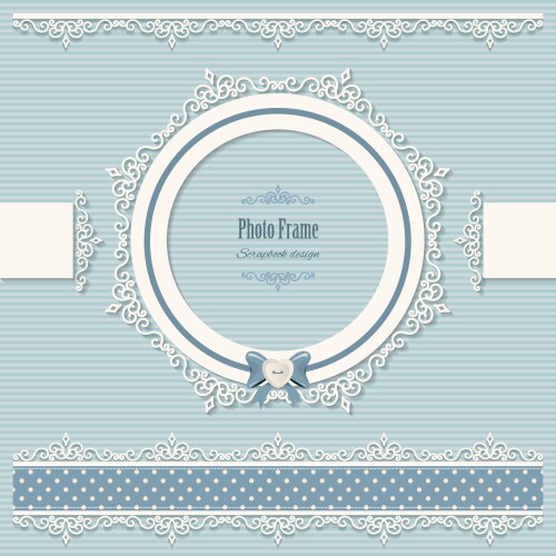 Blue vintage banner with lace Royalty Free Vector Image