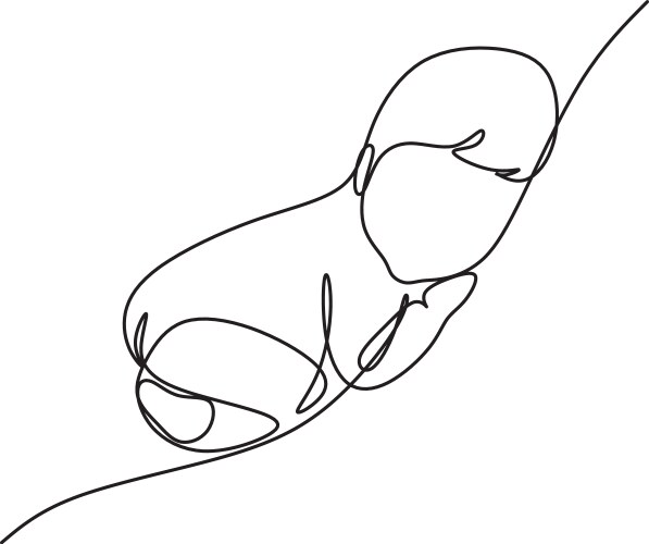 One line drawing a bacute sleeping baby Royalty Free Vector