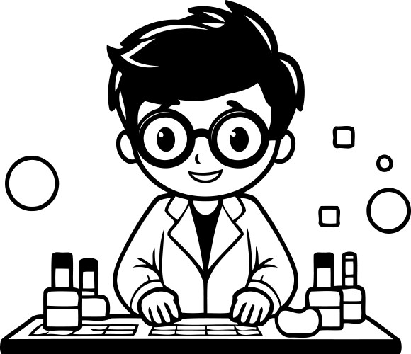 Cartoon scientist working in laboratory science Vector Image