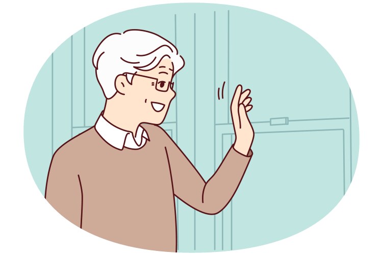 Curious man peeping from window Royalty Free Vector Image