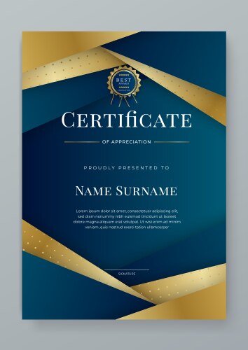 Minimalism geometric blue certificate design Vector Image