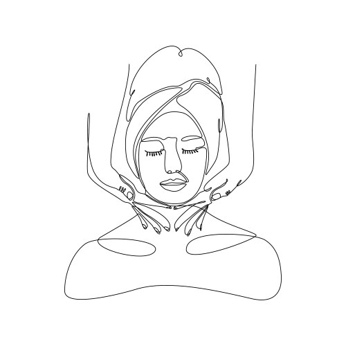 Continuous line drawing split female face Vector Image