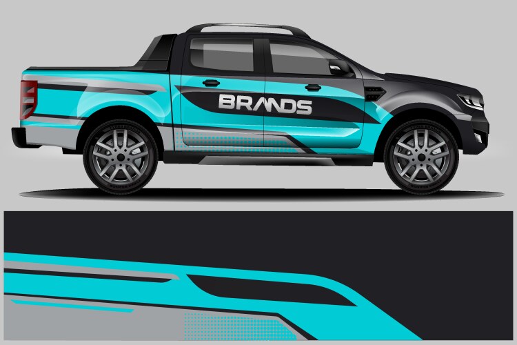 Double cabin truck wrap design sticker Royalty Free Vector