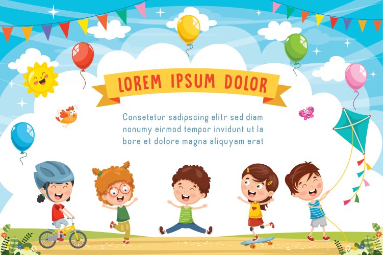 Happy kids background funny children playing Vector Image