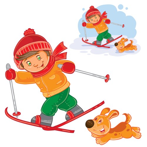 Cartoon boy skiing down Royalty Free Vector Image