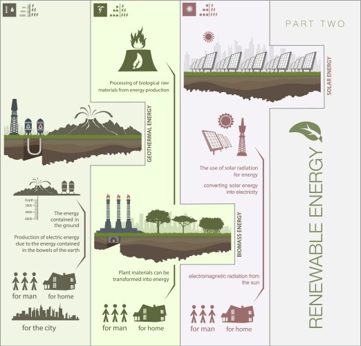 Plan infographics green color circuit renewable Vector Image