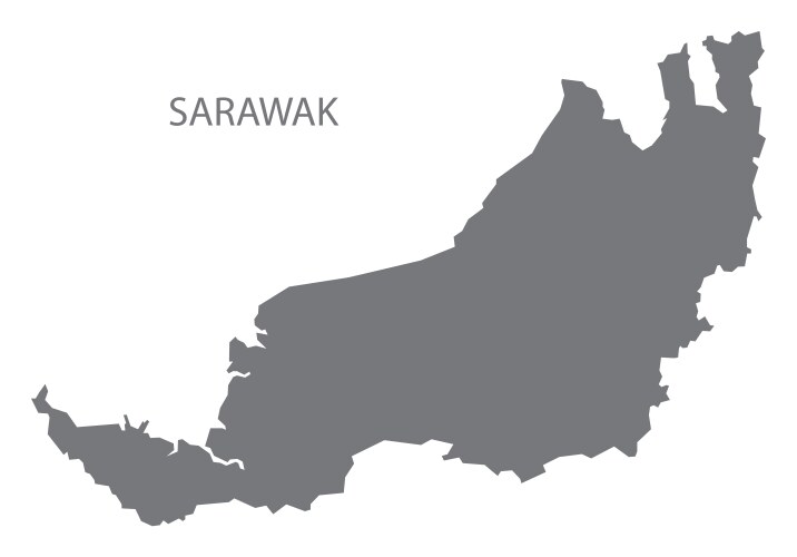 Flat map sarawak with name Royalty Free Vector Image