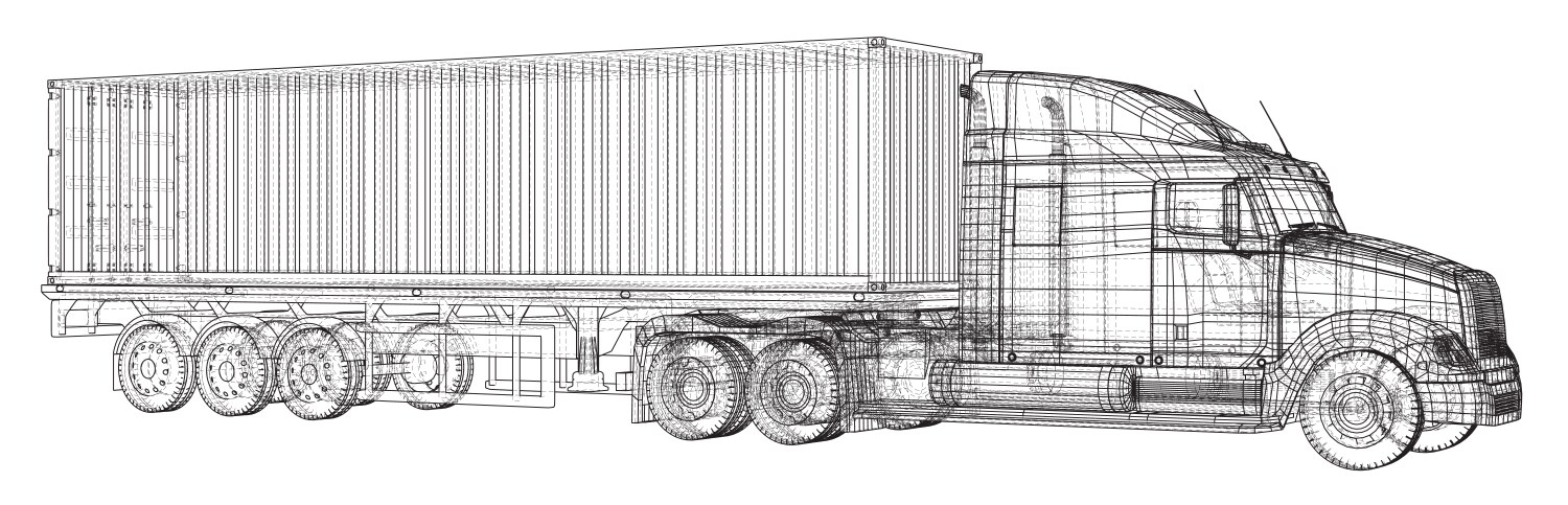 Sketch drawing of truck Royalty Free Vector Image