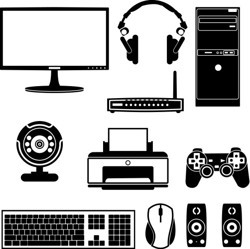 Cartoon personal computer components Royalty Free Vector